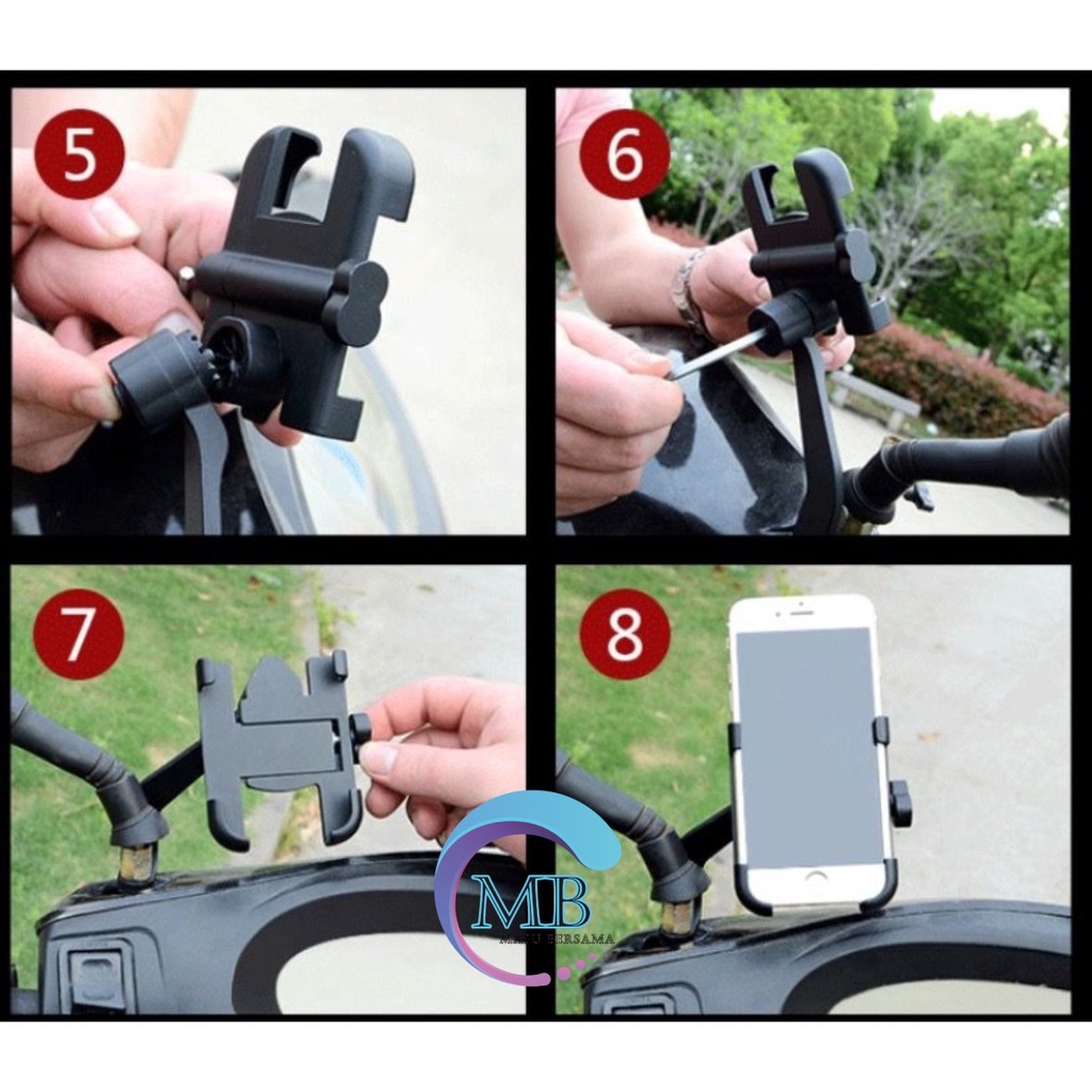 Jual Holder Hp Motor Full Besi aluminium di Spion Motor Universal MB3999 | Shopee Indonesia