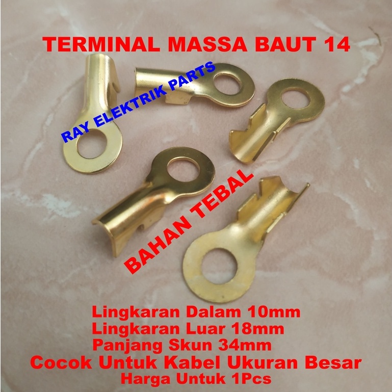 Jual Terminal Skun Massa Ring Baut 14 TEBAL / Skun Aki BESAR M10 Untuk ...
