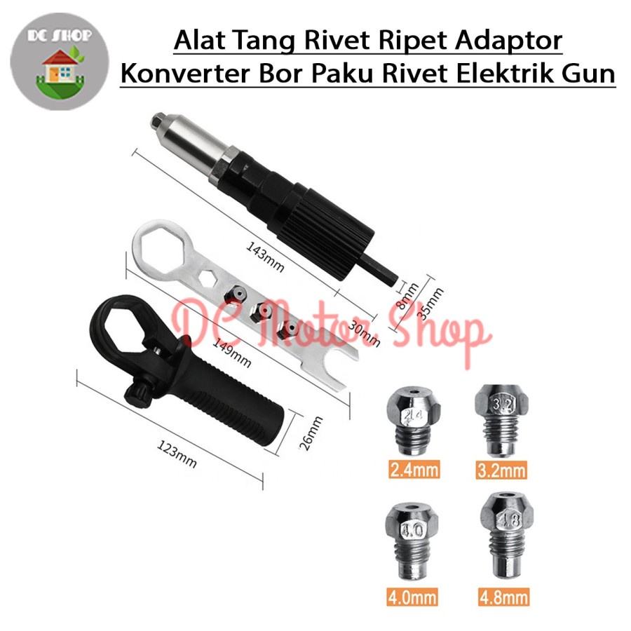 Jual Alat Tang Rivet Ripet Adaptor Konverter Bor Paku Rivet Elektrik ...