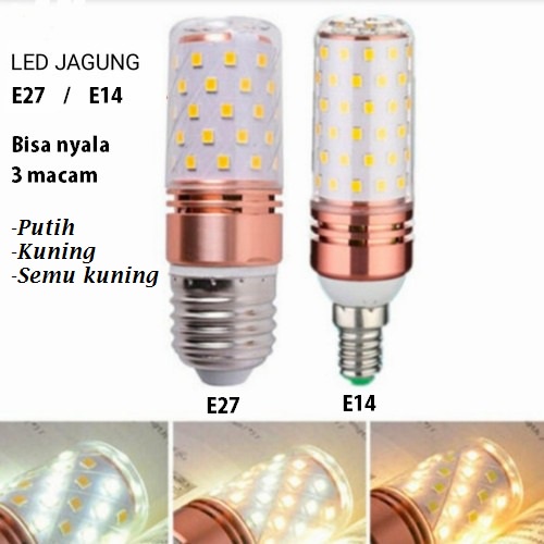 Jual Lampu Led Hias Jagung 3in1 nyala 3 macam warna Fiting E27 atau E14 12Watt | Shopee Indonesia