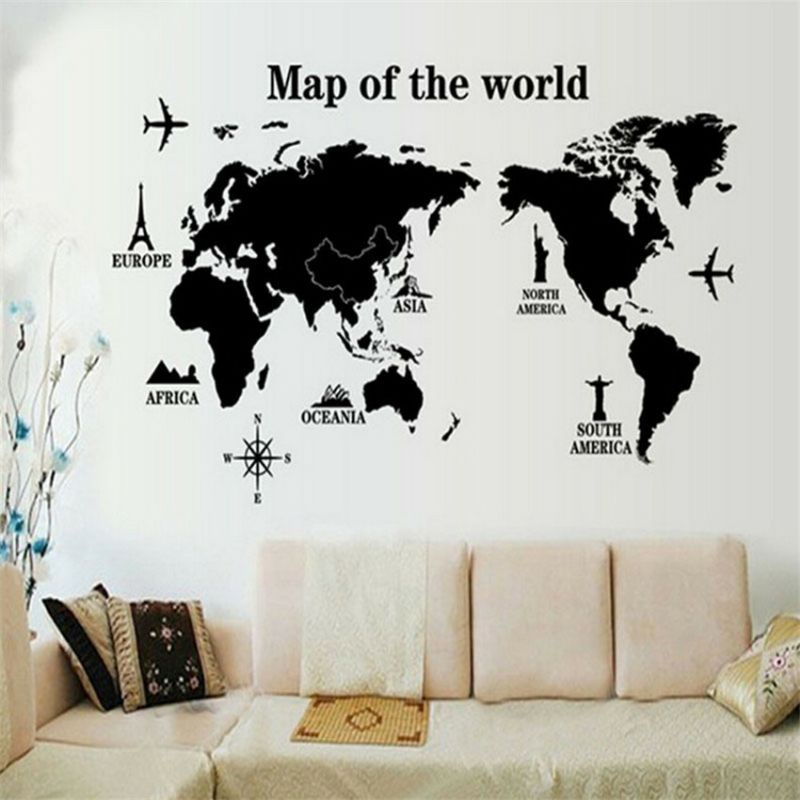 Jual Sticker Wallpaper Dinding World Map Living Room Decoration ...