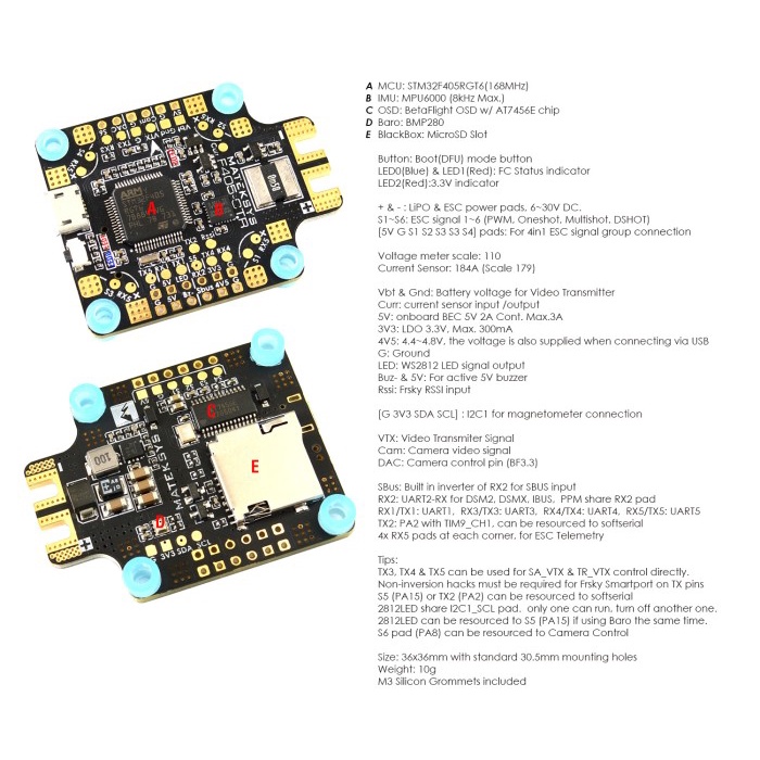 Jual Matek F405-CTR AIO F4 w/ PDB OSD BMP280 184A Current Flight Controller | Shopee Indonesia