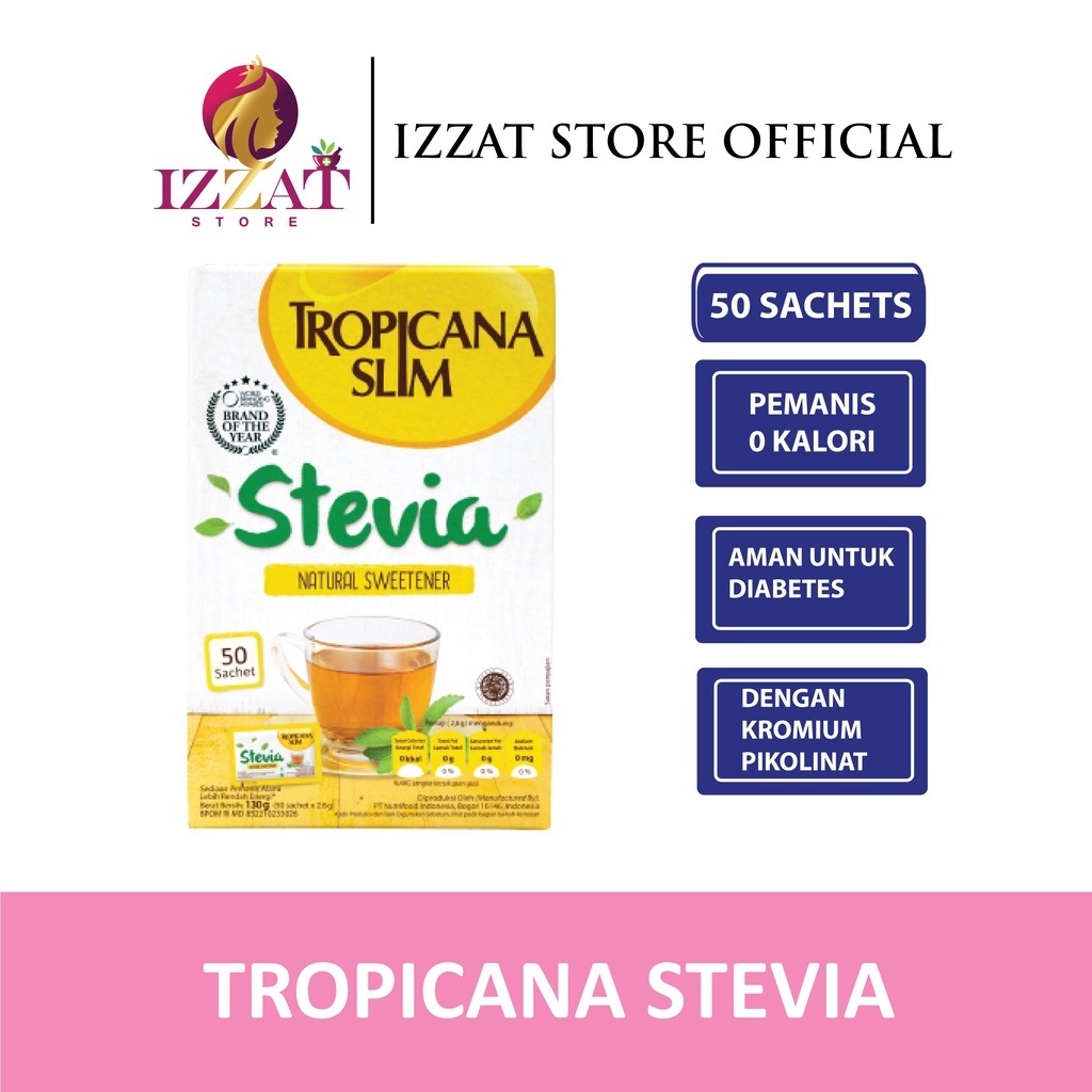 Jual Tropicana Slim Sweetener STEVIA 50 Sachet - Pemanis Alami Nol ...