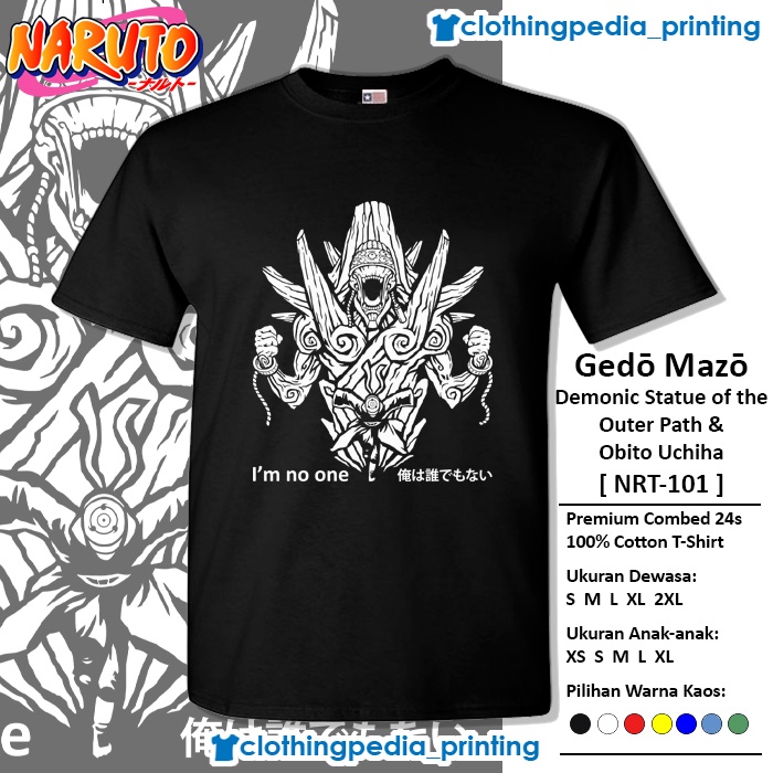 Jual Kaos Naruto Gedo Mazo Statue Ten-Tails Obito Uchiha I'm No One T ...
