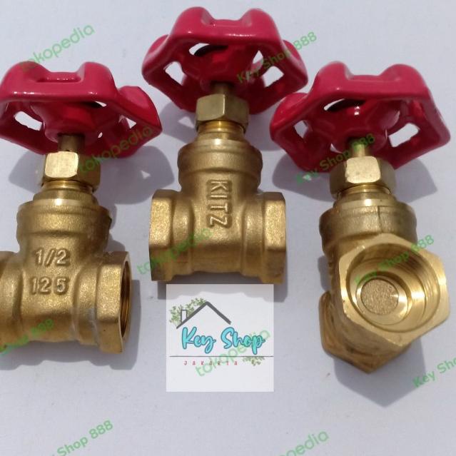 Jual GATE VALVE KUNINGAN KITZ 1/2 INCH STOP KRAN KUNINGAN 1/2" HARGA PROMO | Shopee Indonesia