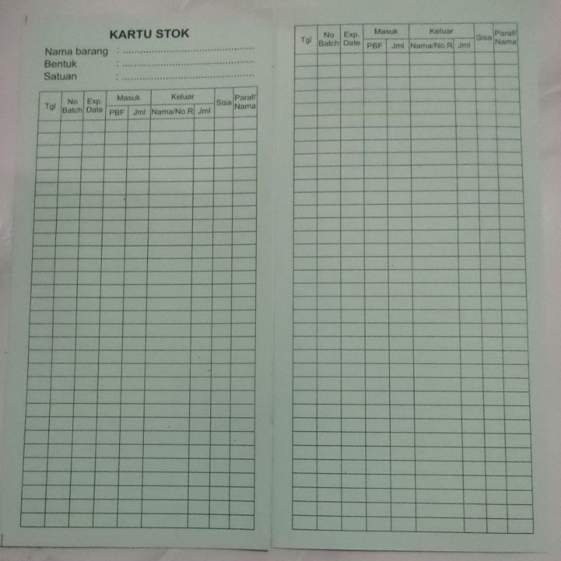 Jual kartu stok obat apotek rumah sakit ada no batch paket isi 100 ...