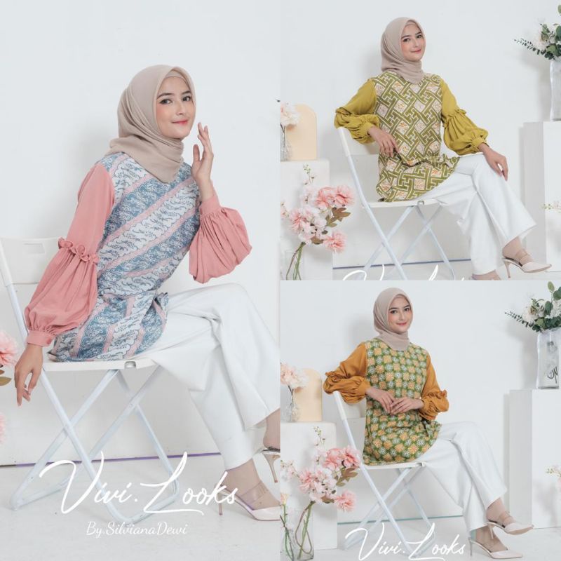 Jual VIVILOOKS-BLUS BATIK CAP PREMIUM MODERN SOFT COLOR PUFFY ANTI ...