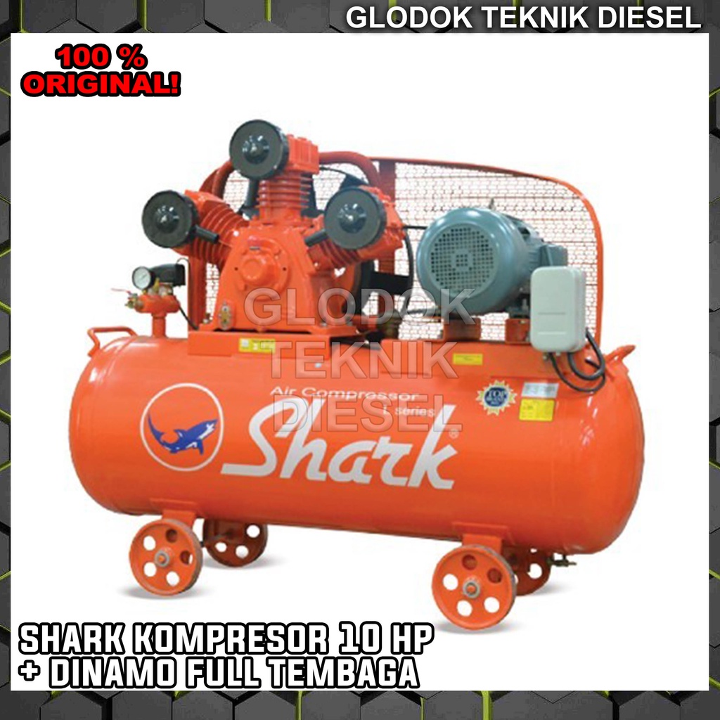 Jual SHARK Kompresor Angin 10 HP PK + Dinamo Full Tembaga Electro Motor ...