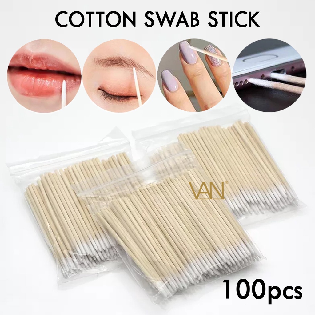 Jual COTTON SWAB STICK KAYU (100 PCS) / CUTTON SWAB STICK | Shopee ...