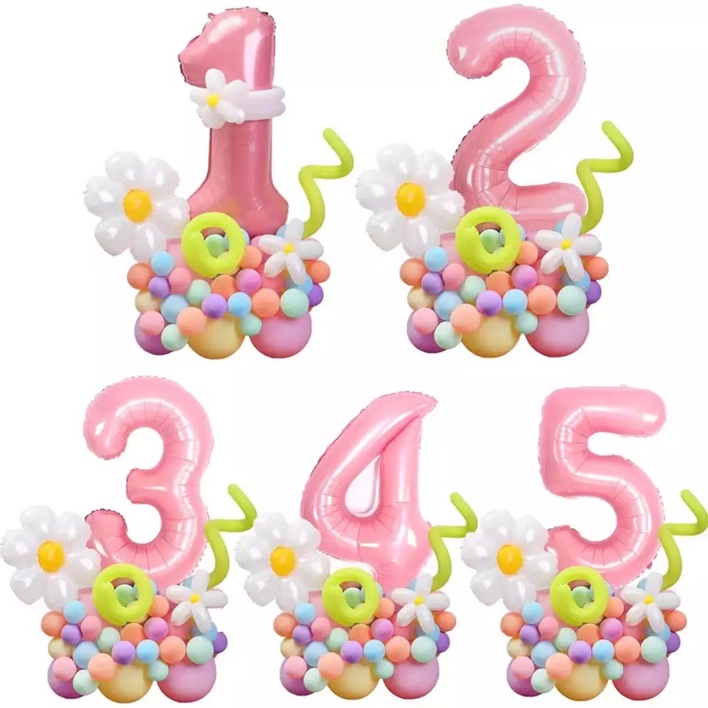 Jual PAKET BALON DAISY ANGKA PINK PASTEL 100cm | Shopee Indonesia