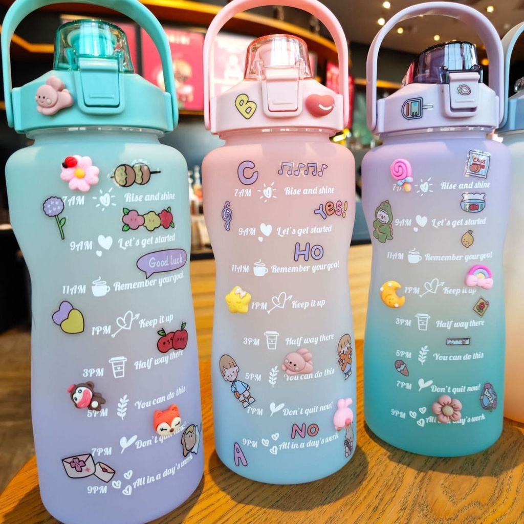 Jual Botol Viral - Botol Minum Motivasi 2L Korea VIRAL/Botol Gradasi ...