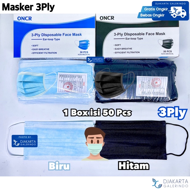 Jual Masker Earloop 3Ply isi 50 pcs Earloop & Headloop Premium isi ...
