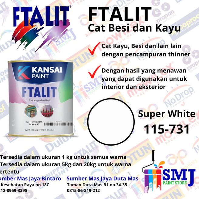 Jual Cat Besi / Kayu Minyak FTALIT Putih Kilap / Super White 731 - 1 kg ...