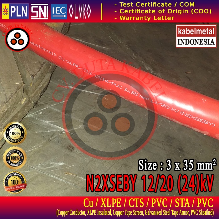 Jual Kabel Listrik N2XSEBY 3x35 mm2 12/20 (24)kV SUPREME / KABELMETAL ...
