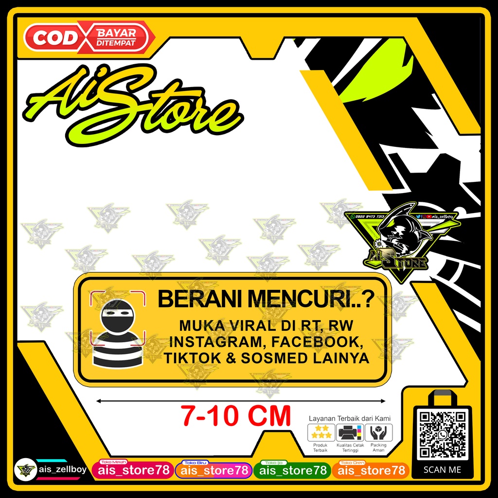 Jual STIKER PERINGATAN BERANI MENCURI AKAN DI VIRALKAN | Shopee Indonesia