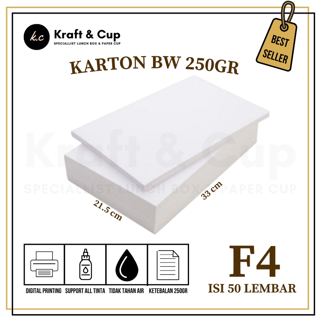 Jual Kertas BW F4 isi 50 lembar / Karton BW 250gsm F4 | Shopee Indonesia