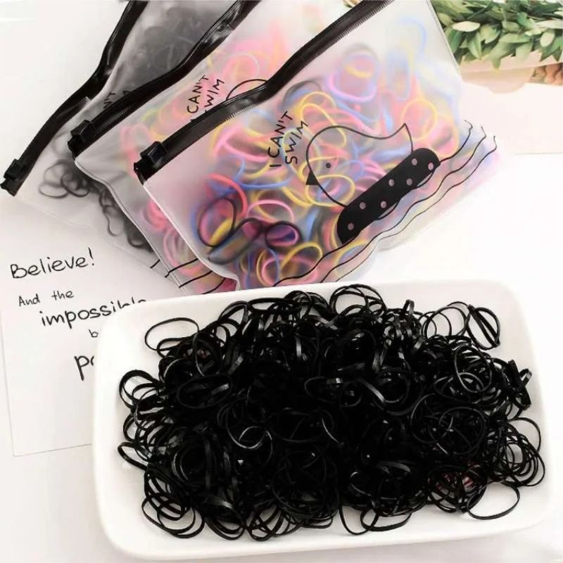 Jual BERKAT- (1000 Pcs) IKAT RAMBUT ELASTIS POLOS / WARNA + POUCH ...