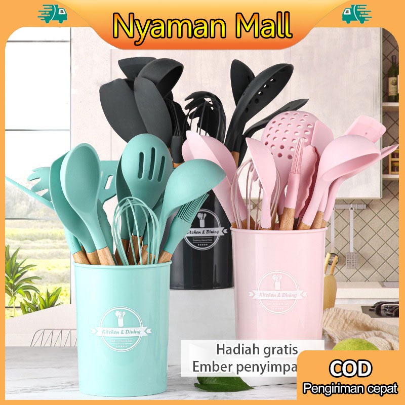 Jual Silikon Spatula Silicone Alat Masak Set 12pcs Spatula Steak Clip ...