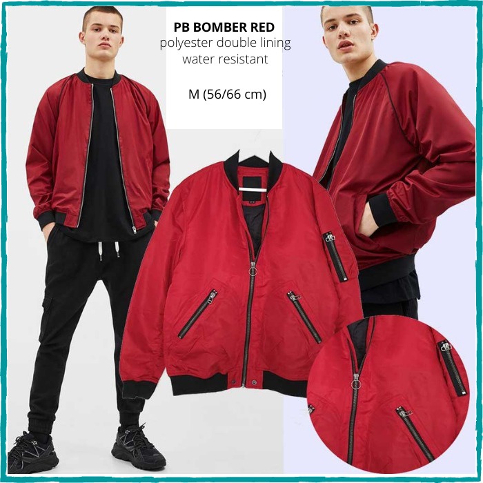 Jual Jaket Pria Pb Bomber Red | Shopee Indonesia