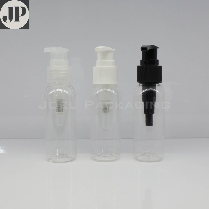 Jual BOTOL BR 60ML CLEAR PUMP LOTION HITAM PUTIH CLEAR 60 ML PET CLEAR ...
