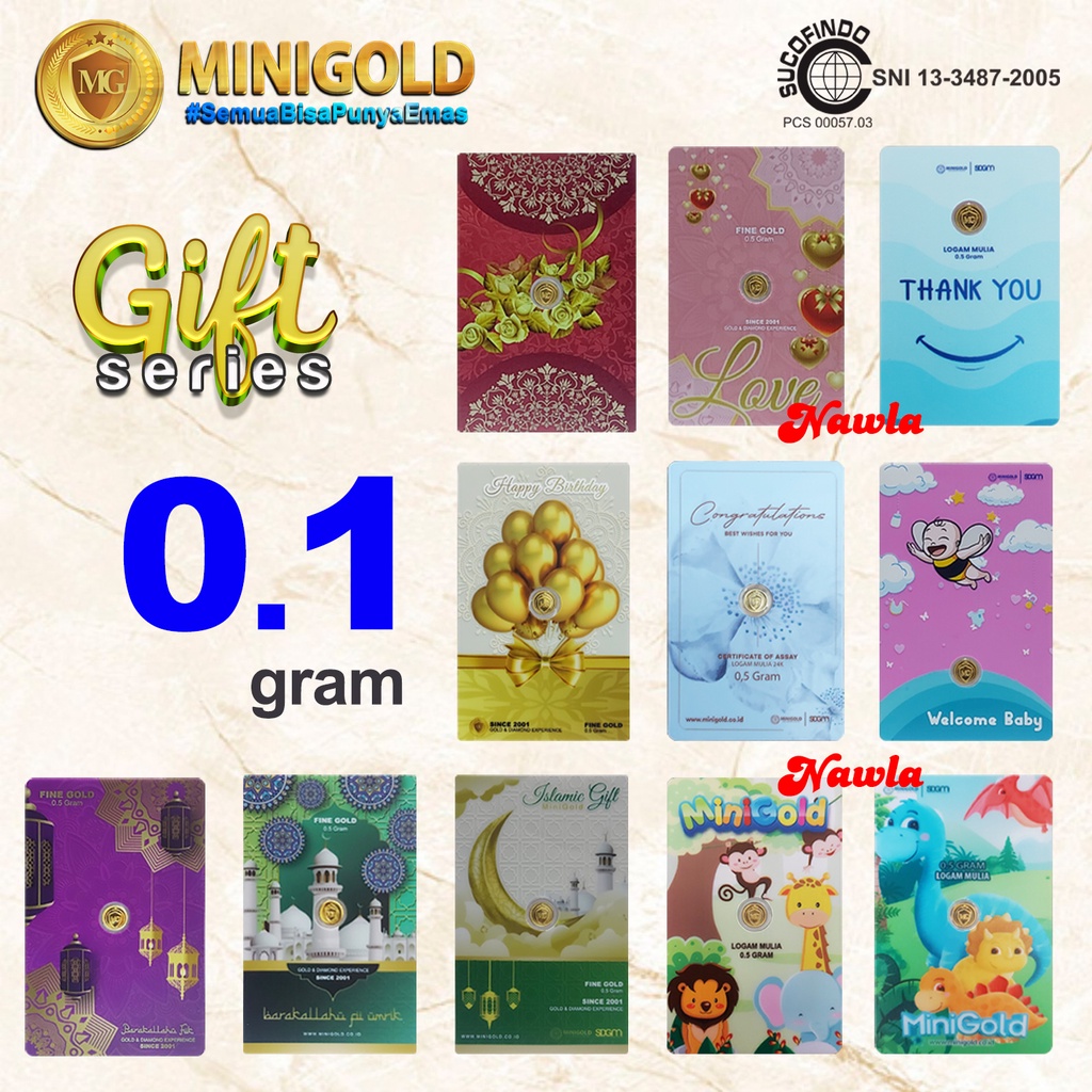 Jual Minigold GIFT Series 0.1 gr Logam Mulia Emas Murni 24K Hadiah Kado ...