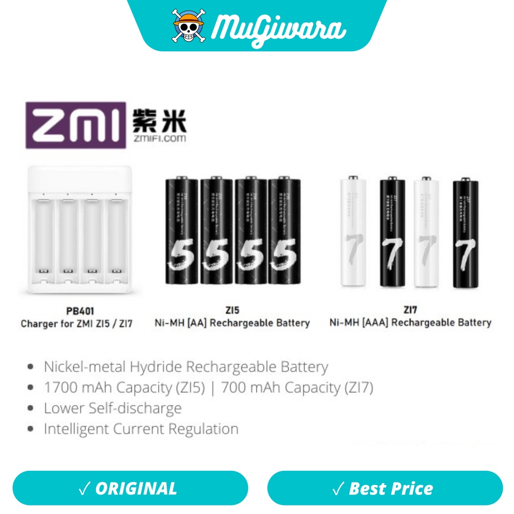 Jual ZMI NiMH Zi5 / Zi7 Rechargeable Battery Set Docking | Shopee Indonesia
