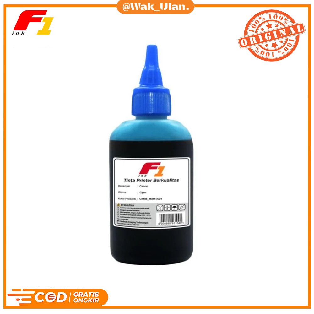 Jual Tinta INK Refill Dye Base Canon F1 Cyan biru 100ml Print IP2770 ...
