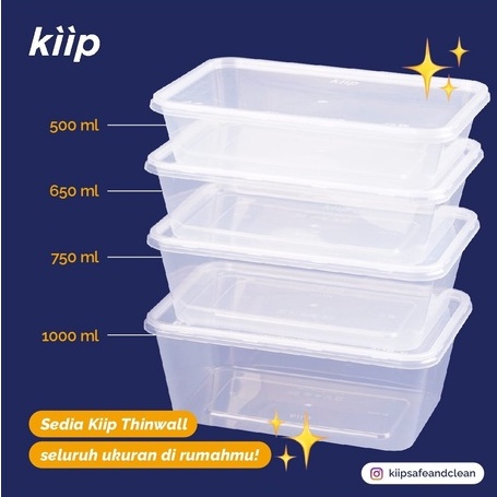 Jual [ isi 25pcs] Thinwall Kiip Kotak Makan Plastik Bening 500ml / 650ml / 750ml / 1000ml ...