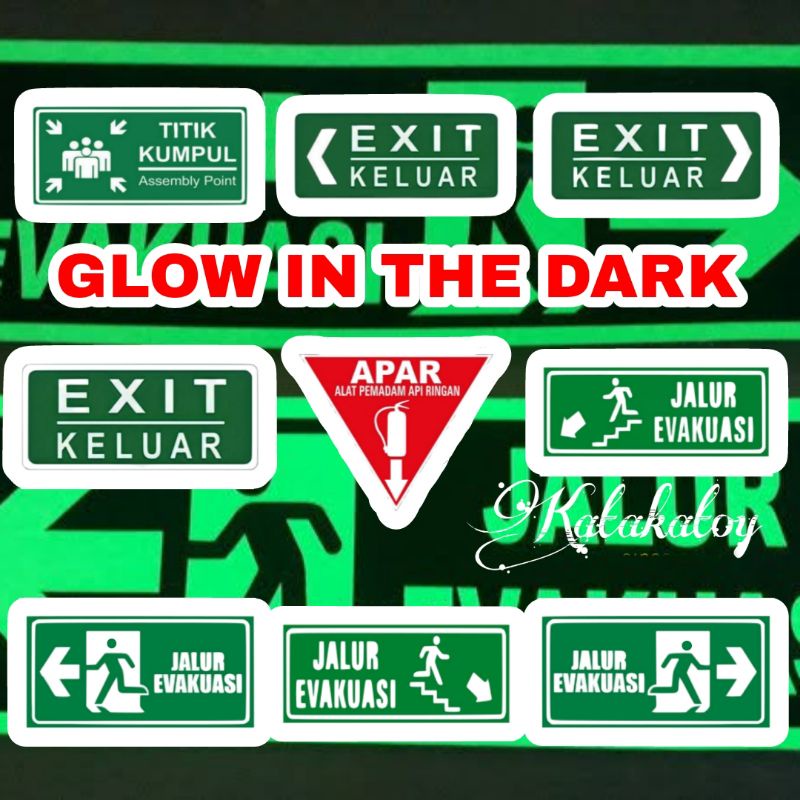 Jual RAMBU GLOW IN THE DARK 30X10 Rambu Fosfor Jalur Evakuasi Sign Rambu Fosfor Petunjuk Jalur ...