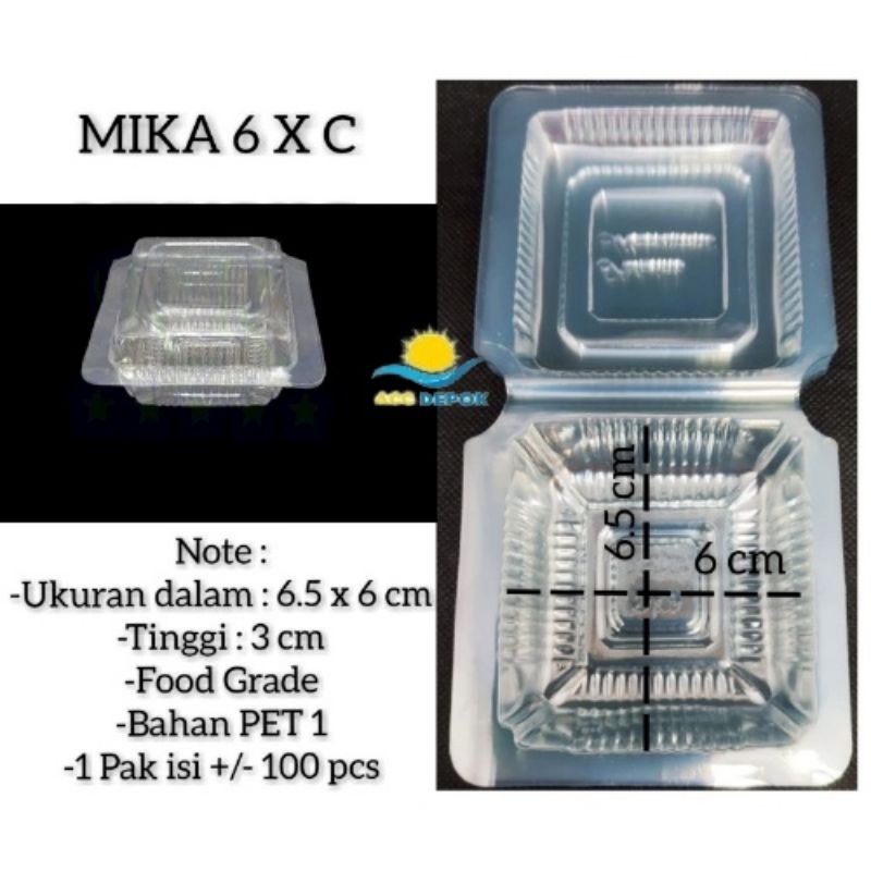 Jual Box mika plastik uk 6 isi 100pcs /box mika plastik bening kue ...