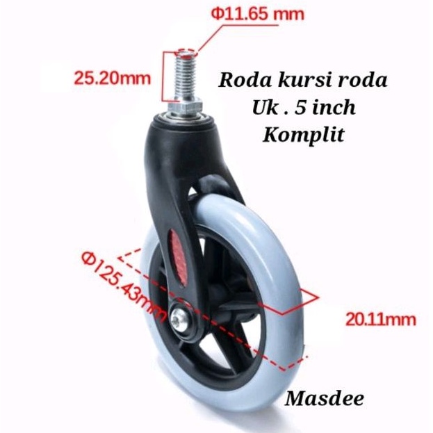 Jual Roda kursi roda uk 5 inch Komplit,sparepart kursi roda | Shopee ...