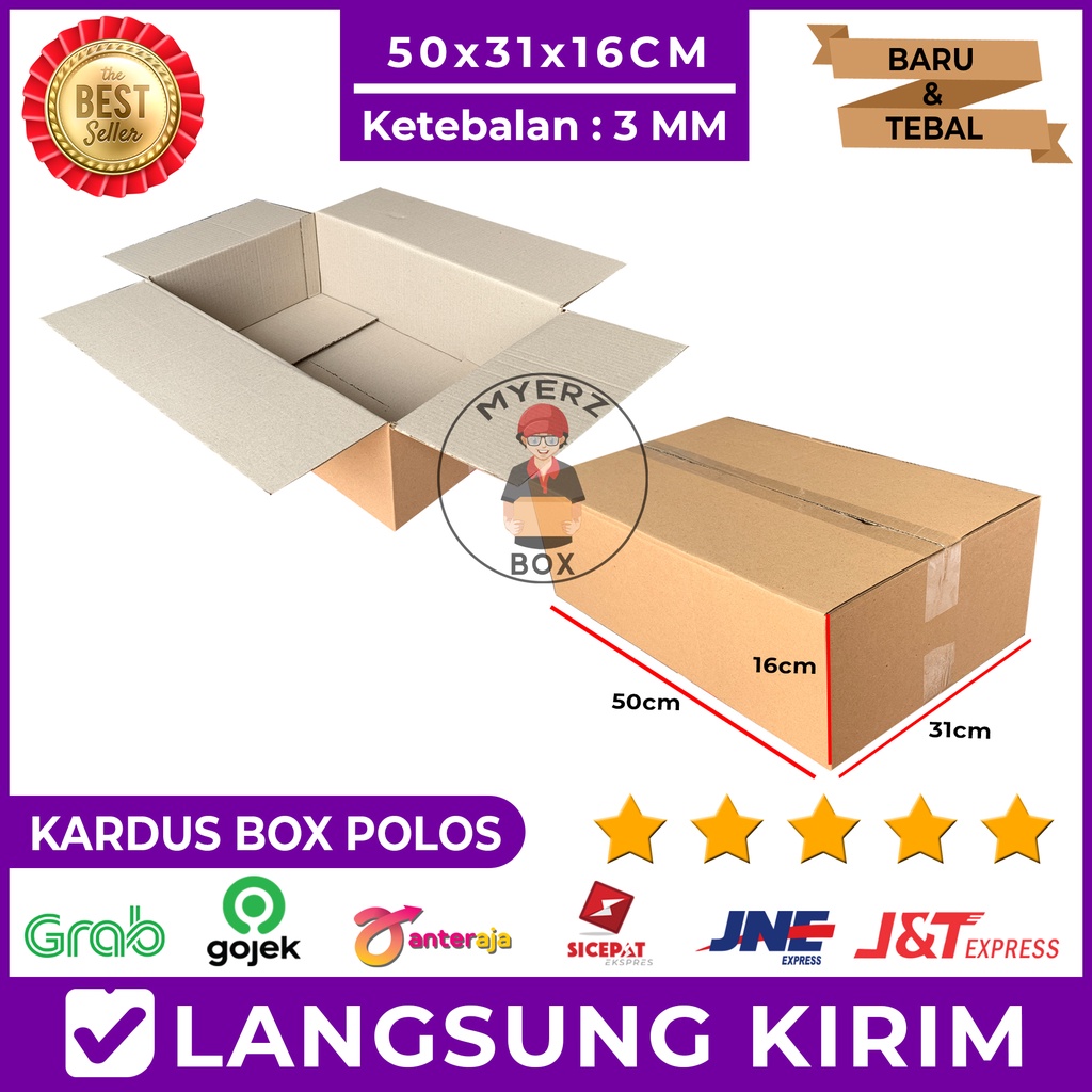 Jual Kardus Karton Box Polos Packing 50x31x16 Cm, Tebal Baru MURAH ...