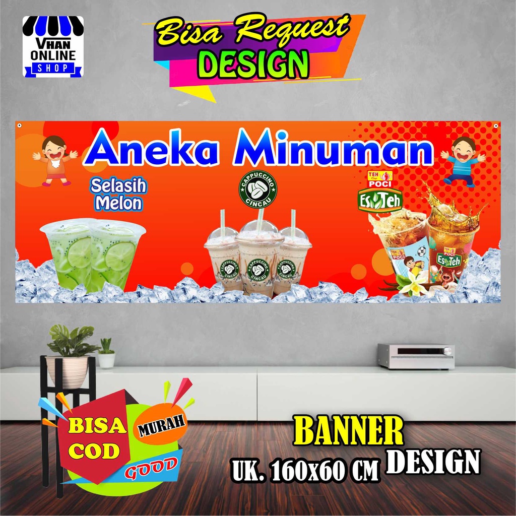 Jual Spanduk Banner Backdrop Jualan Minuman Viral, Es Teh, Capcin, Es ...