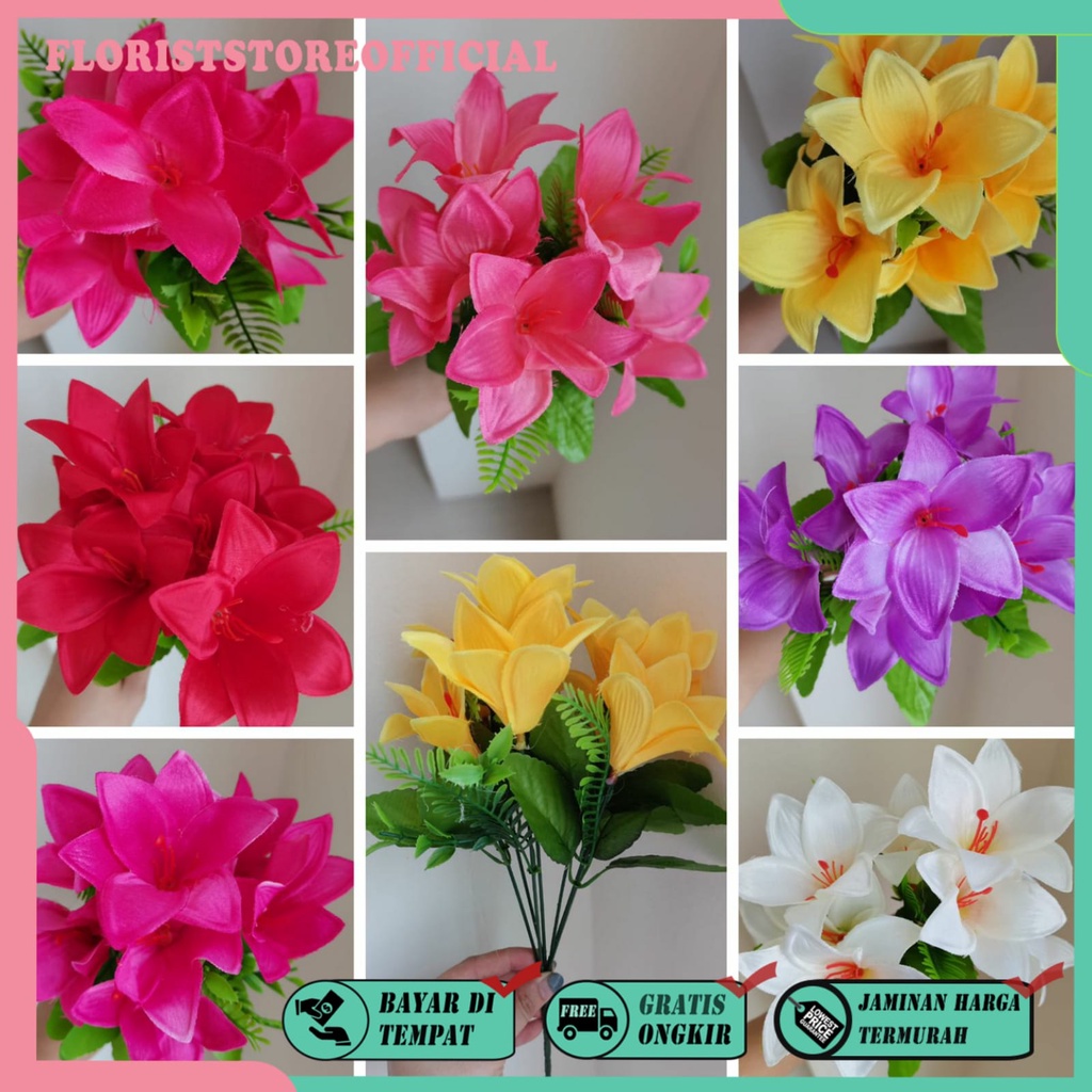 Jual COD BUNGA LILY BUNGA TANGKAI PLASTIK BUNGA ARTIFICIAL BUNGA ...