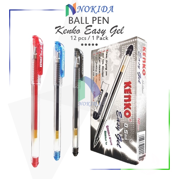 Jual Nokida Pulpen Easy Gel Kenko [1 Pack] / Ballpoint Gel Pen 12 Pcs ...