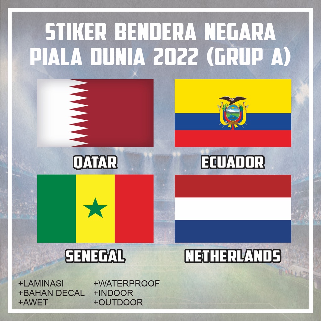 Jual Stiker Sticker Bendera Negara Qatar Ecuador Senegal Netherlands ...