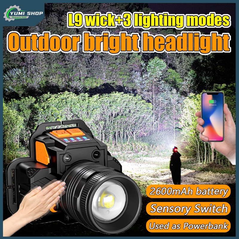 Jual Senter Kepala Led T8 zoom super/lampu depan tahan air sensor gerak/LED senter super terang ...