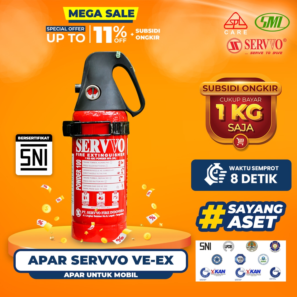 Jual APAR SERVVO VE-EX 1 KG UNTUK MOBIL RACUN API 90% SNI, 1KG ABC ...