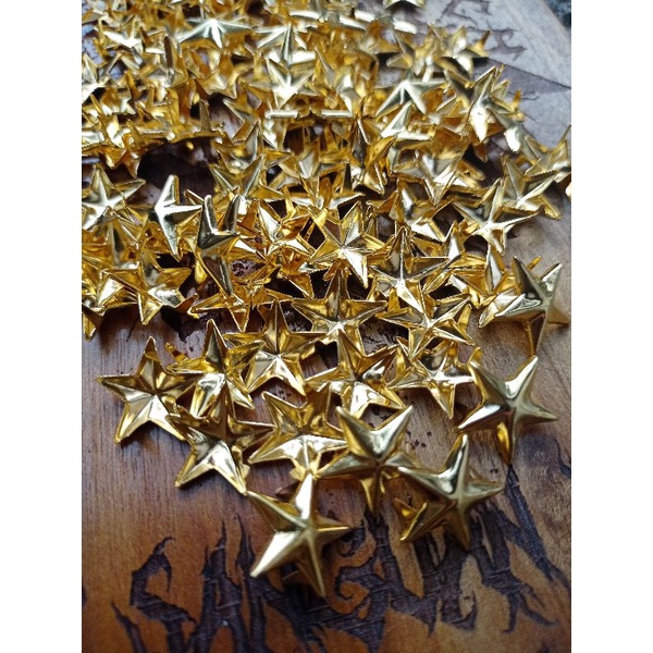 Jual SPIKE PIN BINTANG WARNA EMAS 15MM|Isi 100 biji | Shopee Indonesia
