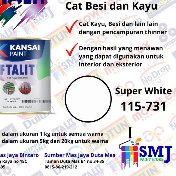 Jual Cat Besi / Kayu Minyak FTALIT Putih Kilap / Super White 731 - 1 kg ...