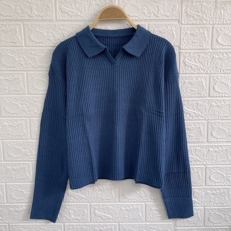 Jual Blouse knit, Blouse Rajut COLLAR. Blouse korea Crop rajut, Atasan Wanita Kerah Polo, Blouse ...