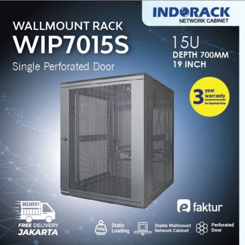 Jual WIP7015S 15U Depth 700mm Wallmount Rack INDORACK Perforated Rak ...