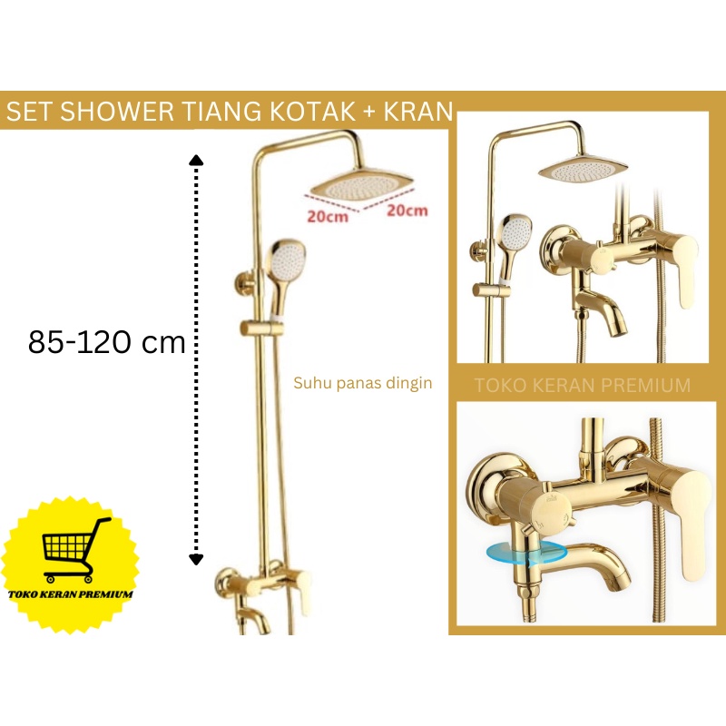 Jual Shower tiang set coulomn stainless kotak kran Panas Dingin ...