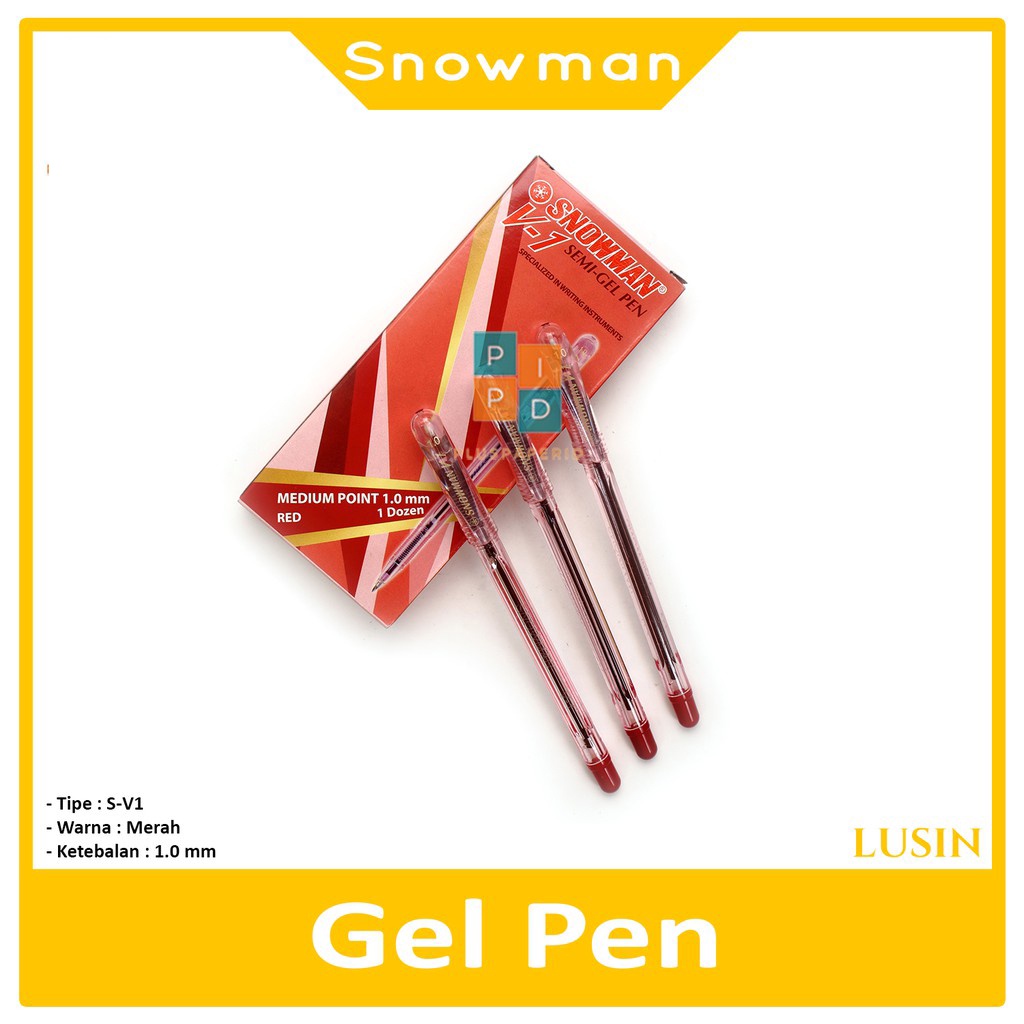 Jual SNOWMAN - Pulpen Ball Pen V-1 Merah - Pcs | Shopee Indonesia