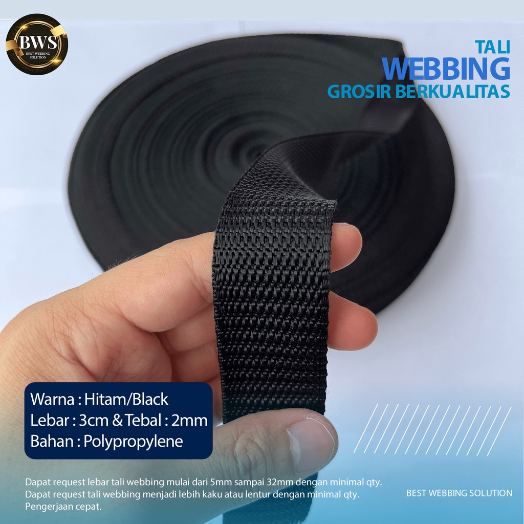 Jual Tali Webbing meteran murah berkualitas lebar 3cm tebal 2mm warna ...