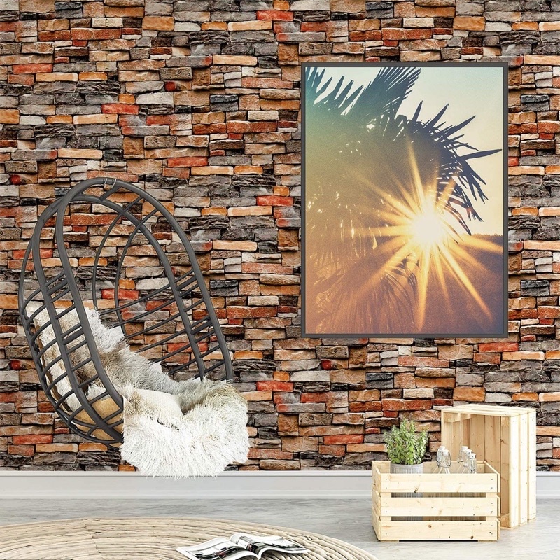 Jual WALLPAPER DINDING MOTIF BATA WARNA WARNI NEW 9MX45CM | Shopee ...