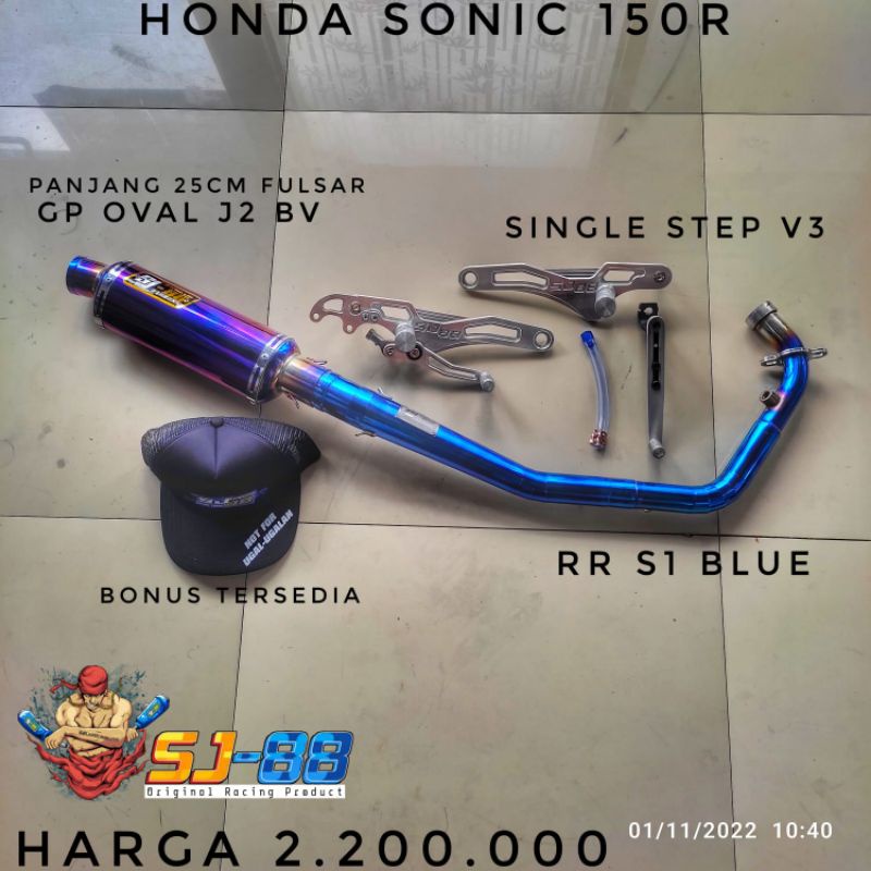 Jual Knalpot sj88 sonic 150r paket ub v3 single step tipe rr s1 blue gp ...