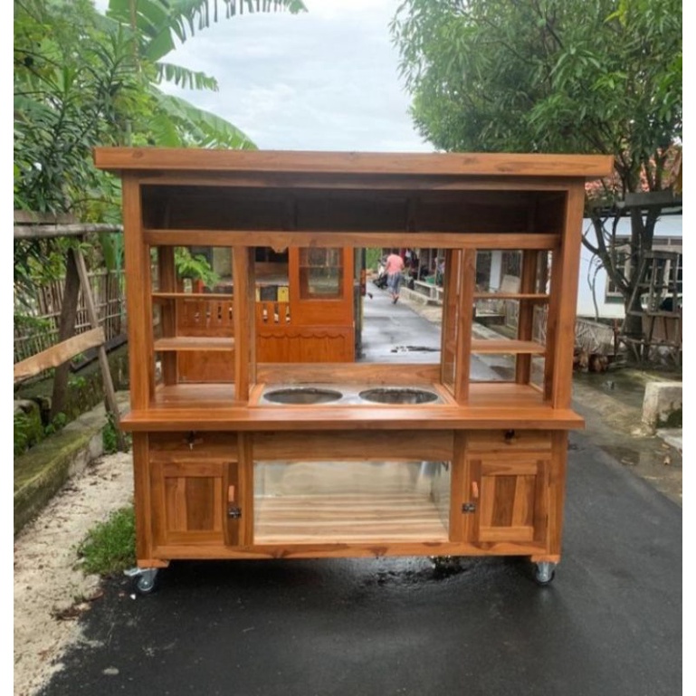 Jual Gerobak mie ayam bakso 2 etalase / rombong mie ayam bakso etalase ...