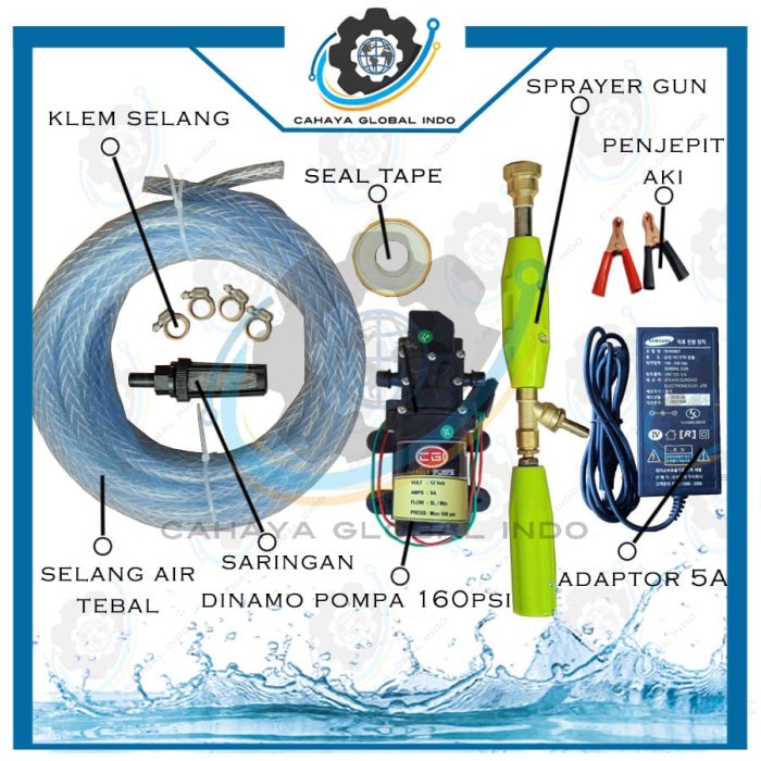 Jual Alat Steam Pompa DC 160psi set mesin cuci AC motor mobil steam ...
