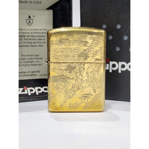 Jual Original Zippo Armor Village Design 5 sisi Japan Finishing | Shopee Indonesia